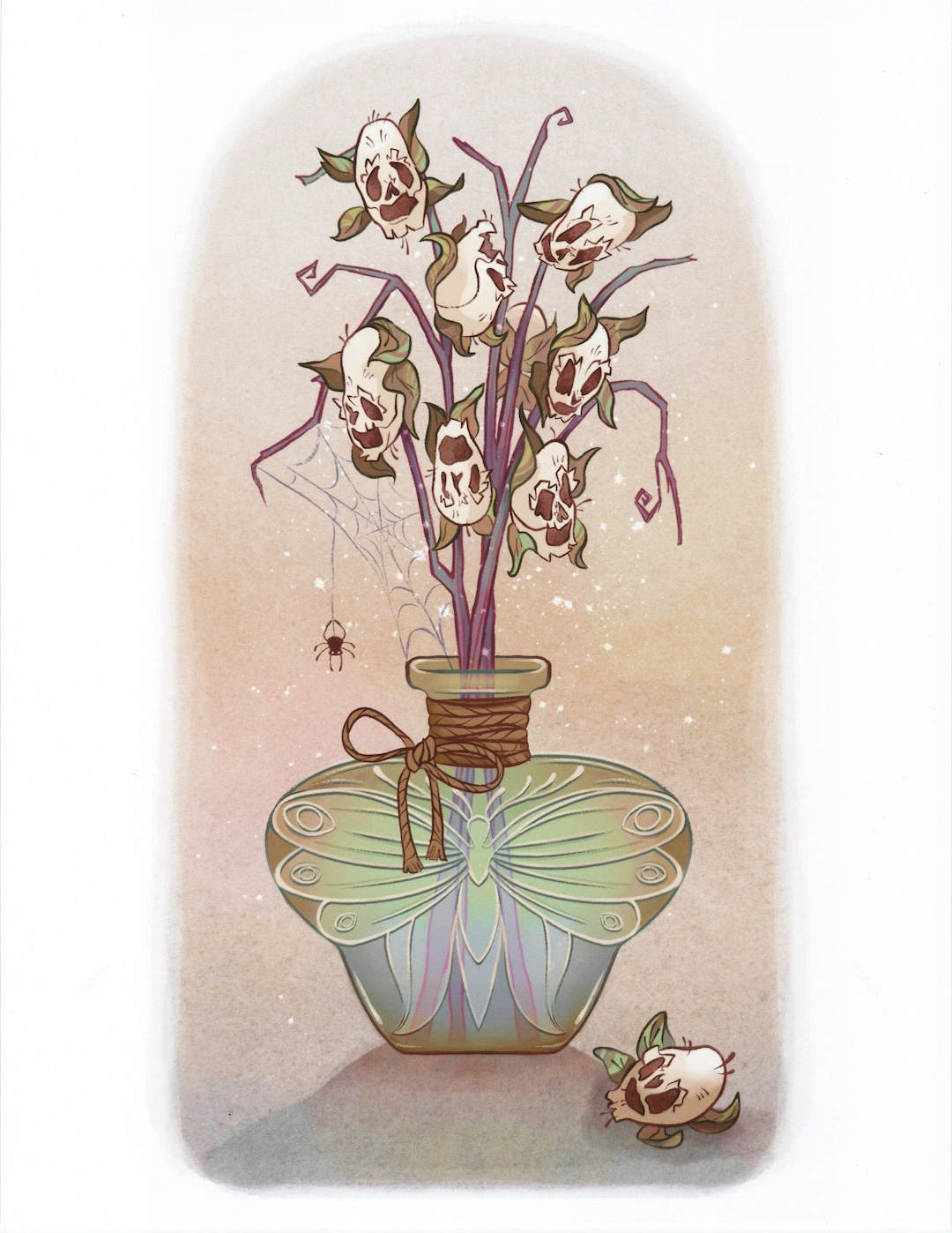 Snapdragon Skulls Magic Witch Vase Art Print ~ Halloween ~ 8.5" X 11 ...