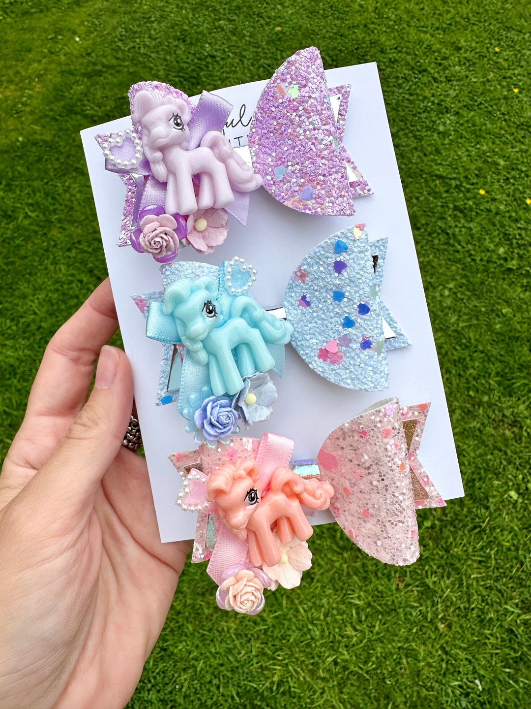 My Little Pony Glitter Hair Bow Girls Hair Bow Glitter Bow Hair Clips ...