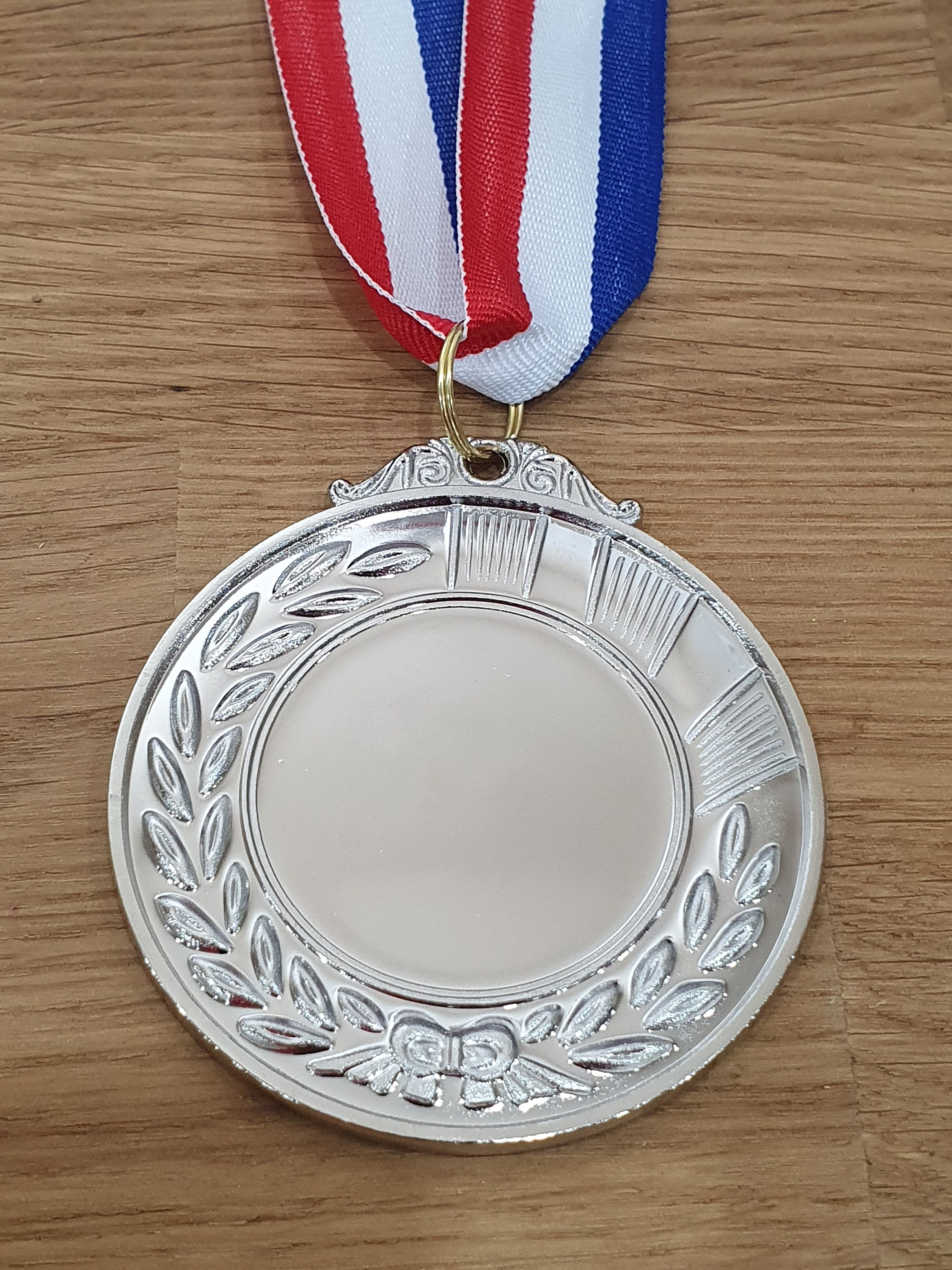 Engraved Silver Colour Metal Medals. Add Own Personalised Text to Front ...
