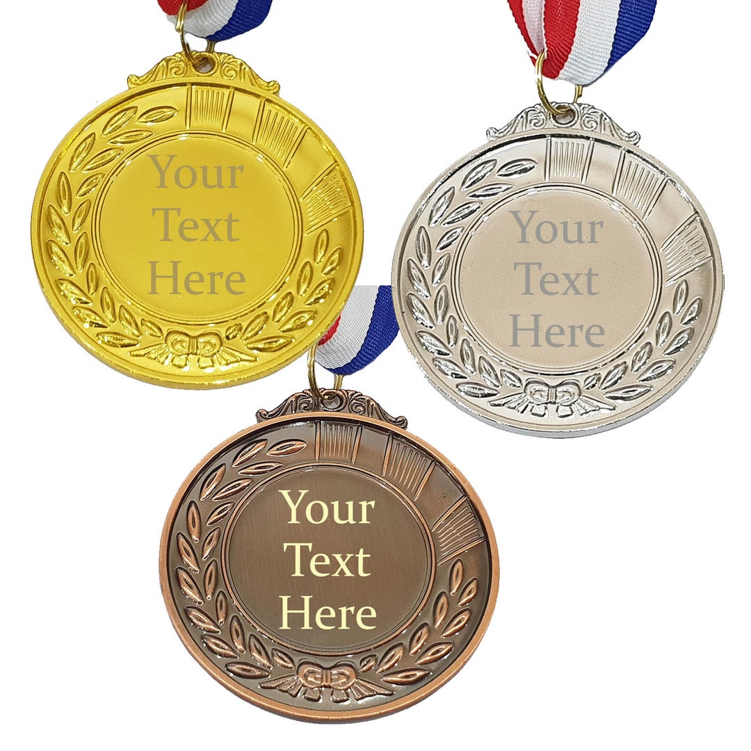 Personalised Engraved Bronze, Silver or Gold Coloured Medal With Your ...