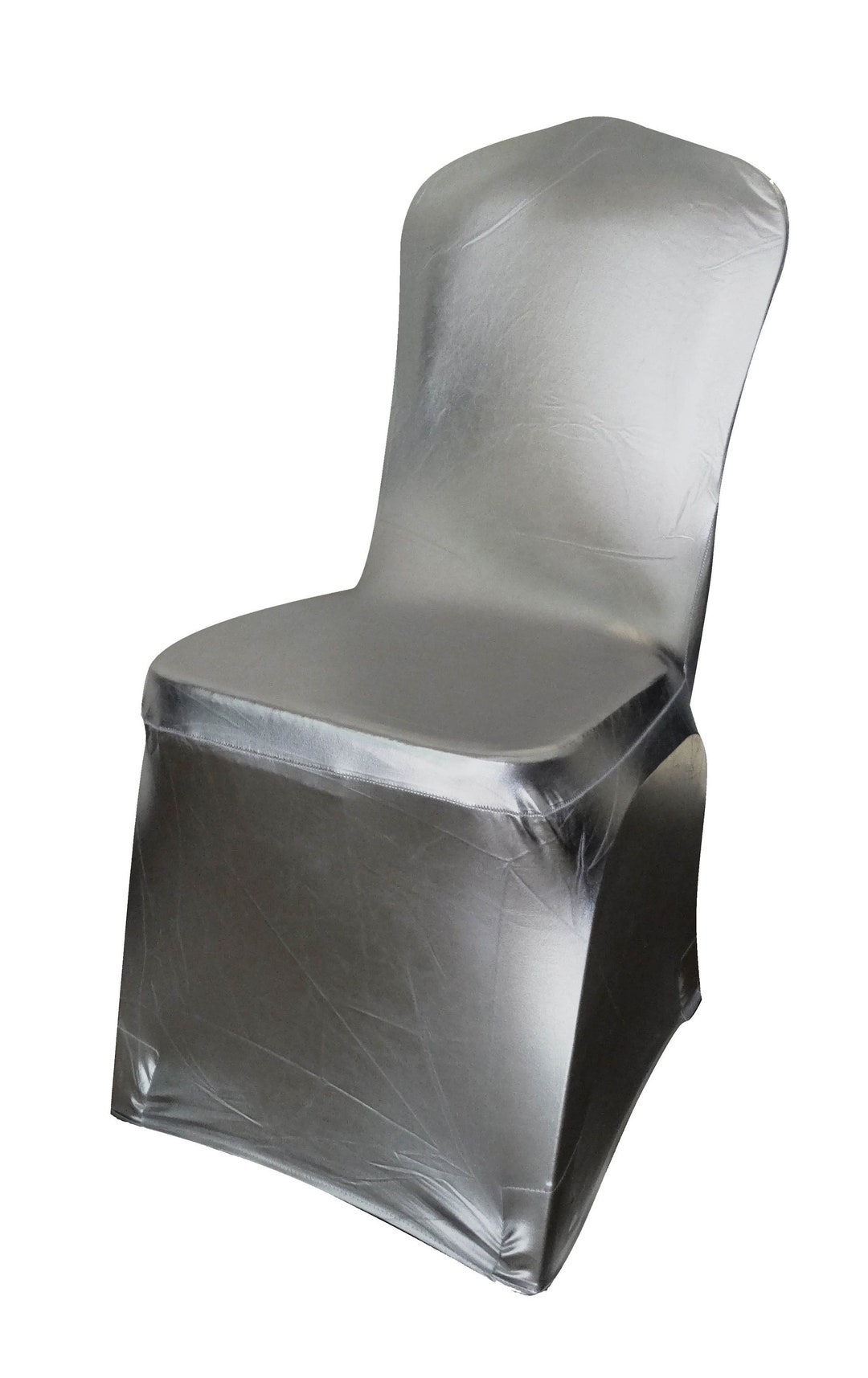 10x Metallic Silver Chair Covers, 240gsm. Flat Front. Wedding ...