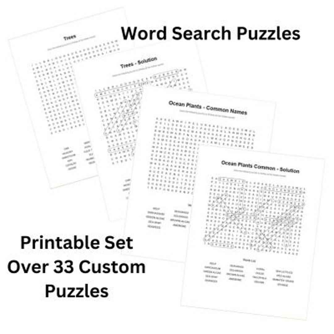 Unique Word Search Puzzles and Solutions - Etsy