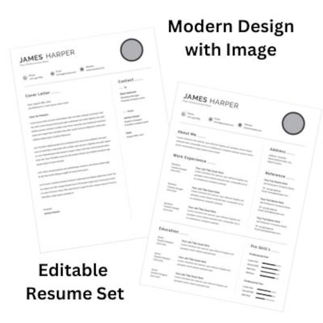 Modern Editable Cover Letter & Resume | Editable MS Word Resume - Etsy