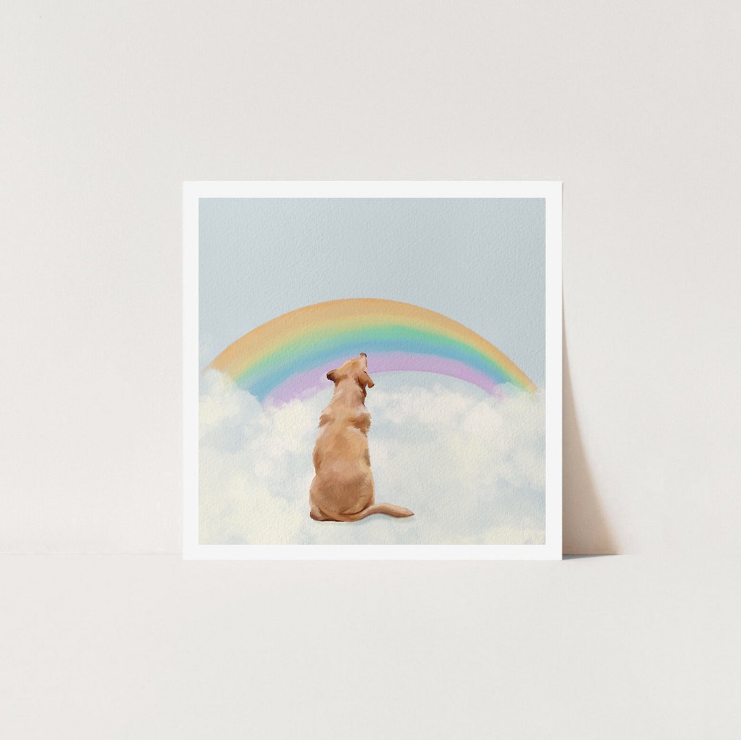 Pet Sympathy Art Print, Yellow Labrador Wall Art, Rainbow Bridge Art ...