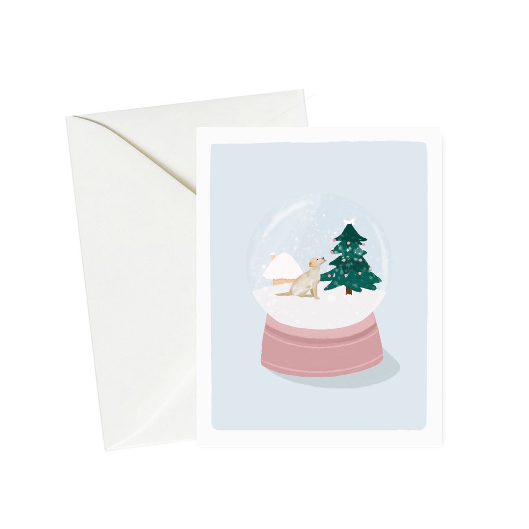 Labrador Snow Globe Christmas Card - Illustrated Holiday Card - Etsy