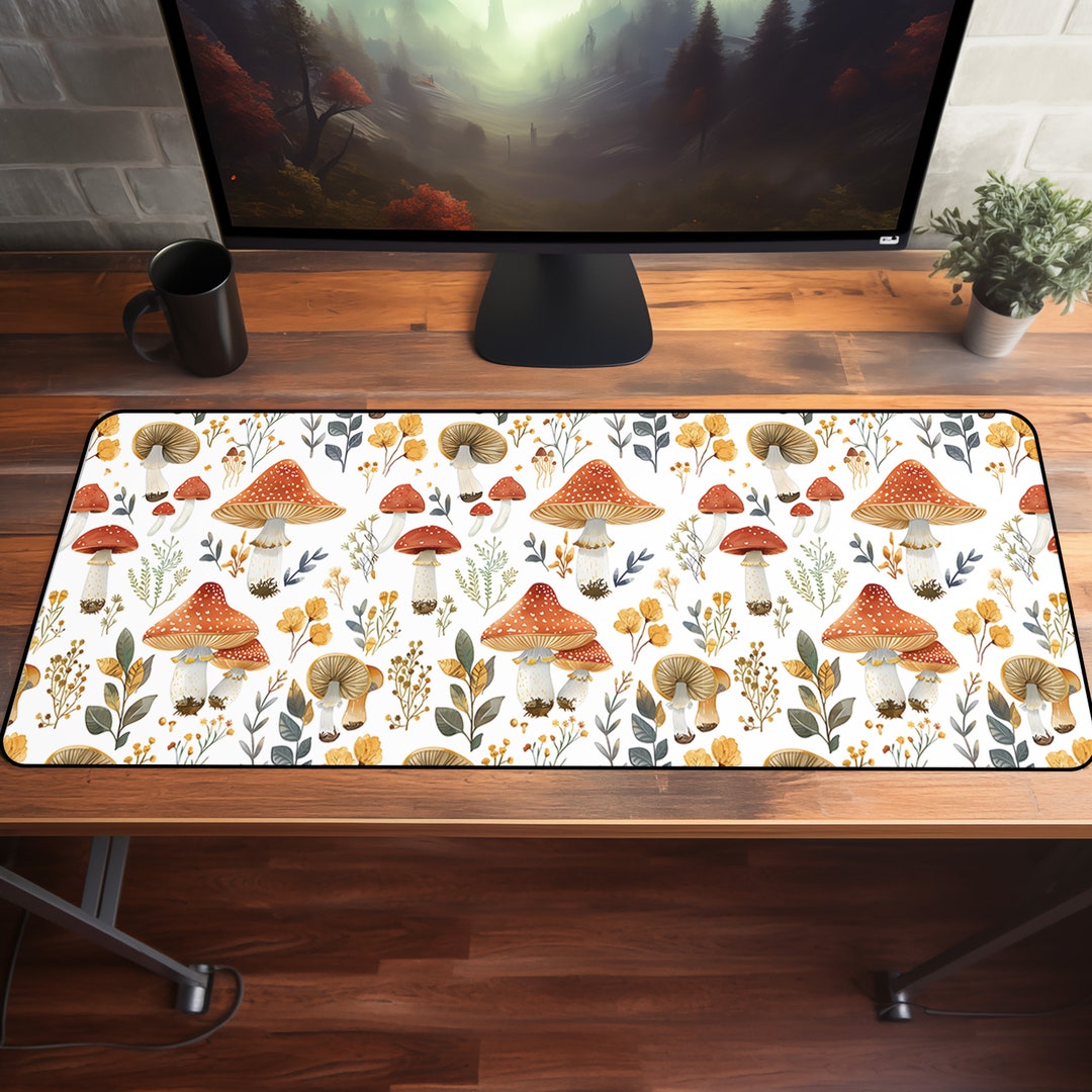 Mushroom Desk Mat Cozy Gamer Decor, Dark Cottagecore Nature, Magical ...