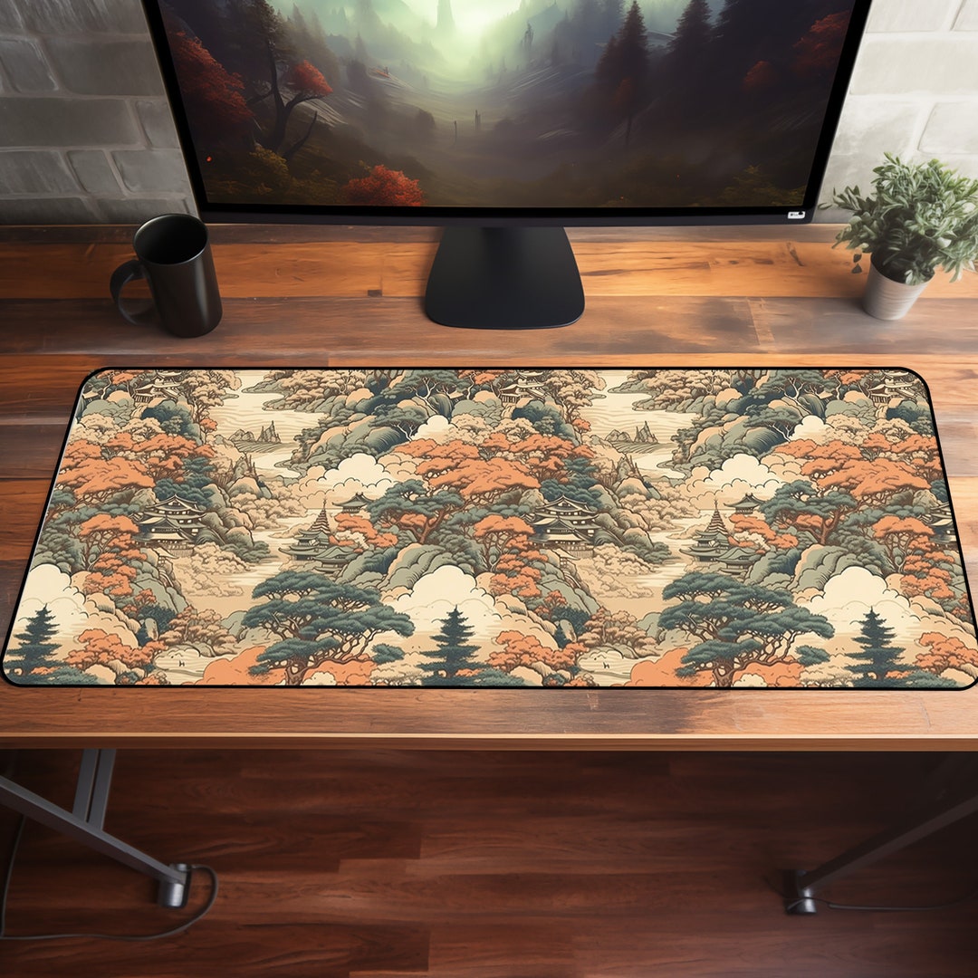 Japanese Landscape Desk Pad, Japanese Ukiyo-e Desk Mat, Lofi Desk Mat ...