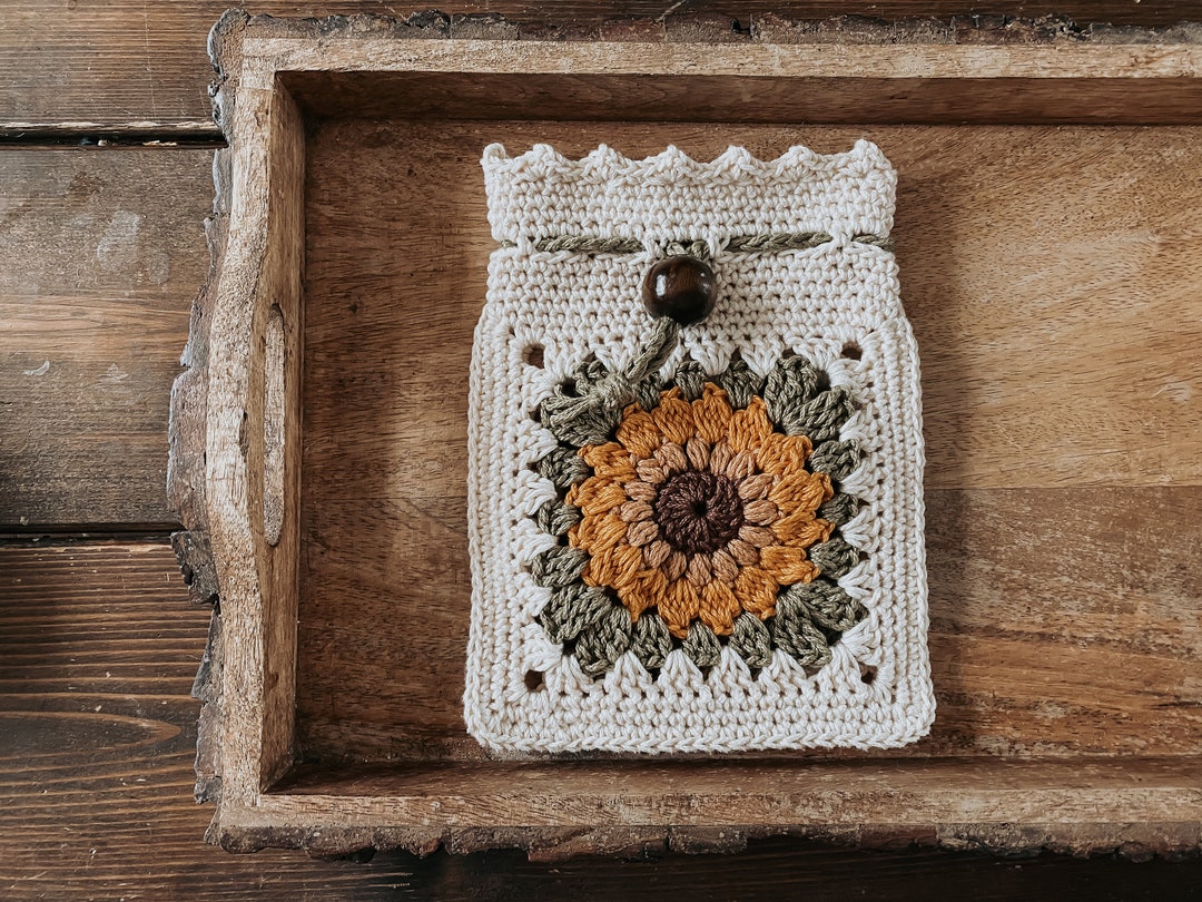 Sunflower Satchel Crochet Pattern - Drawstring Satchel Crochet Pattern ...