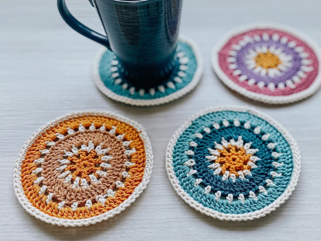 Bohemian Coffee Coaster Pattern - Easy Coffee Coaster Crochet Pattern ...