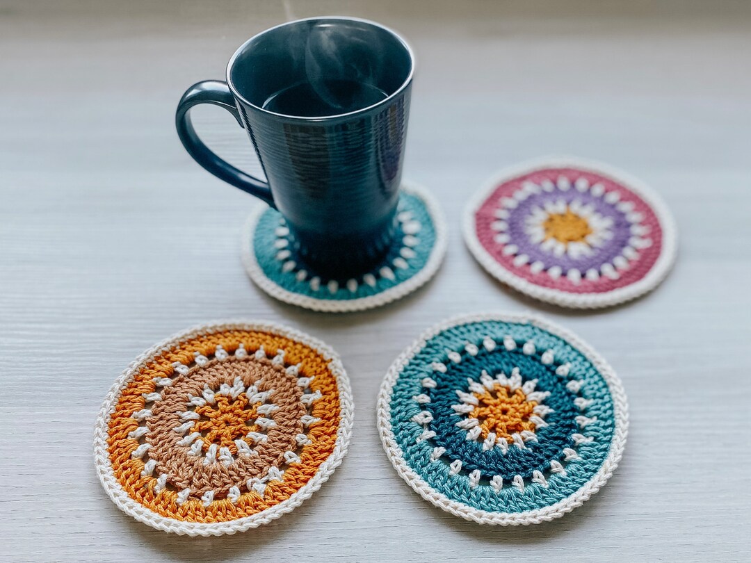 Bohemian Coffee Coaster Pattern Easy Coffee Coaster Crochet - Etsy