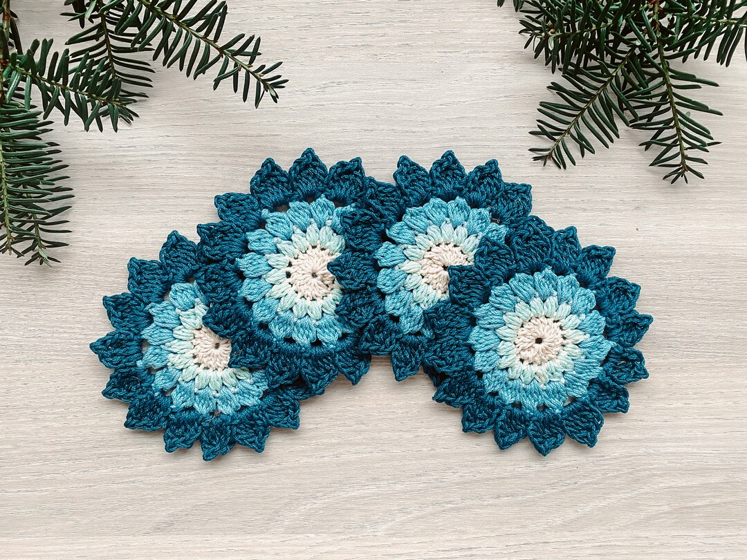 Christmas Coaster Crochet Pattern Winter Crochet Coaster Crochet Coffee ...