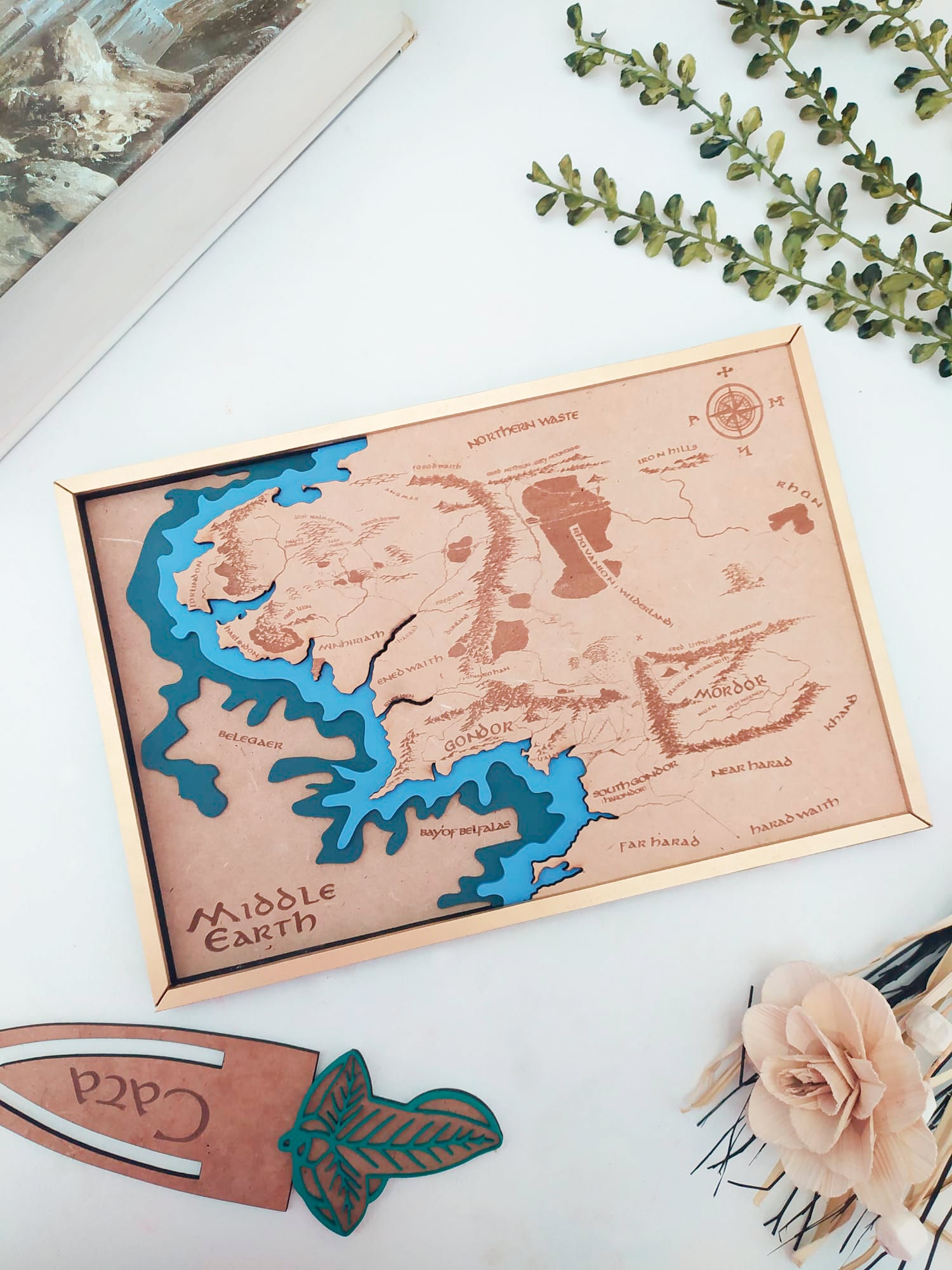 Wood Map the Lord of the Rings // TLOTR Map // ELSDA Map - Etsy