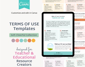 Editable in Canva Terms of Use Templates for Business TPT & Etsy ...