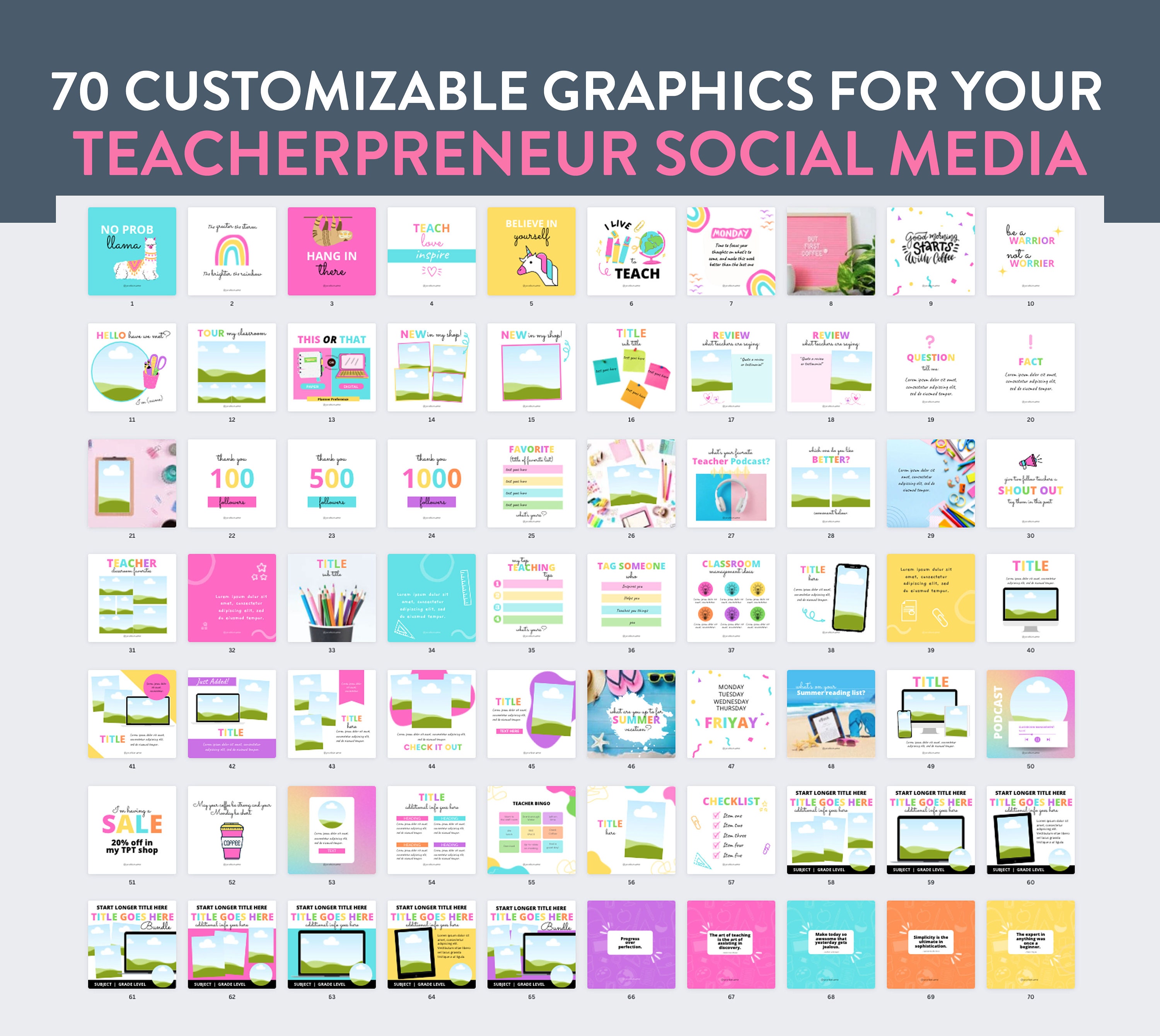 TPT Shop Instagram Social Media Engagement Post Graphics Done for You ...