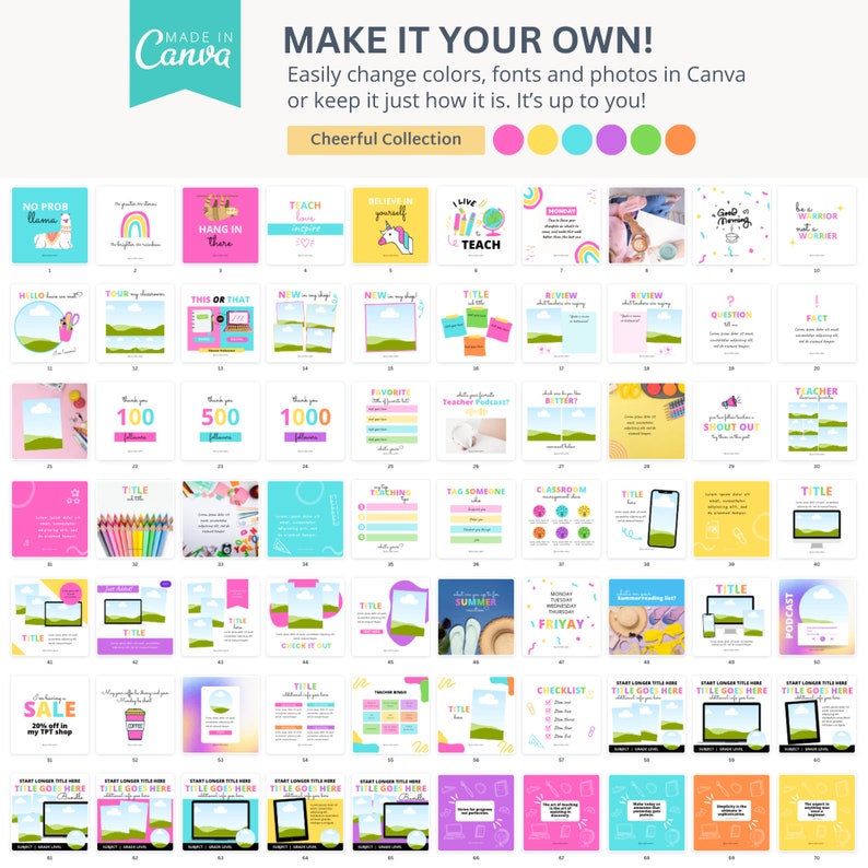 Instagram Squares Grid Post Canva Templates Social Media TPT & Etsy ...
