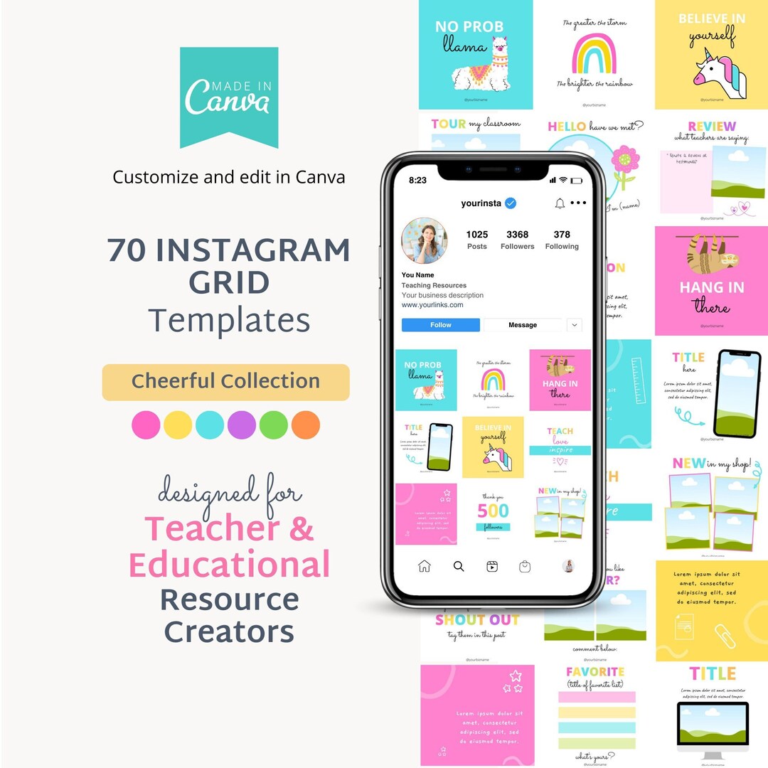 Instagram Squares Grid Post Canva Templates Social Media TPT & Etsy ...