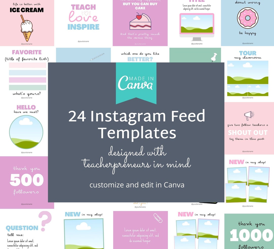 Instagram Squares Post Canva Templates for Teacherpreneurs Social Media ...