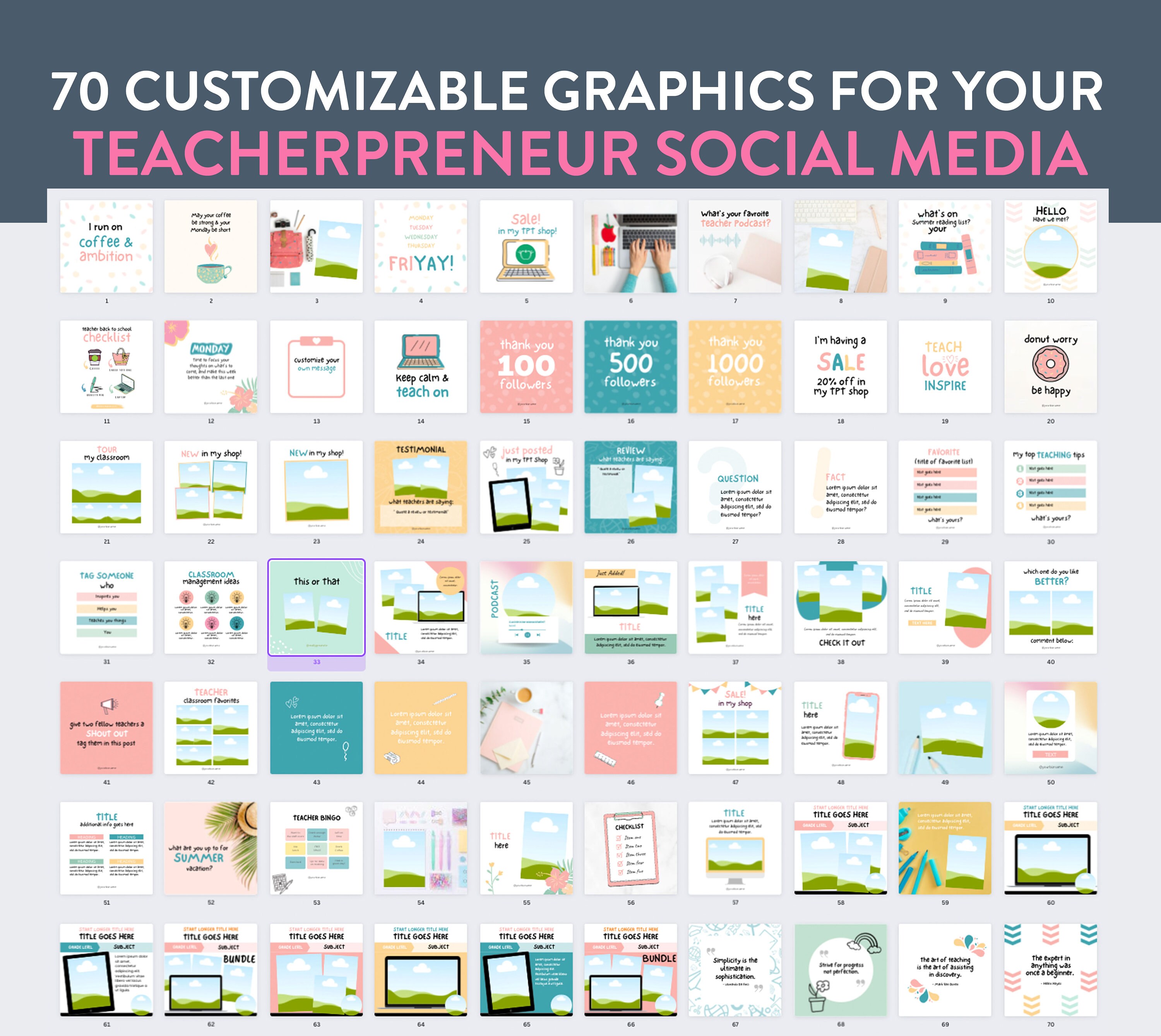 TPT Shop Instagram Social Media Engagement Post Graphic Canva Template ...