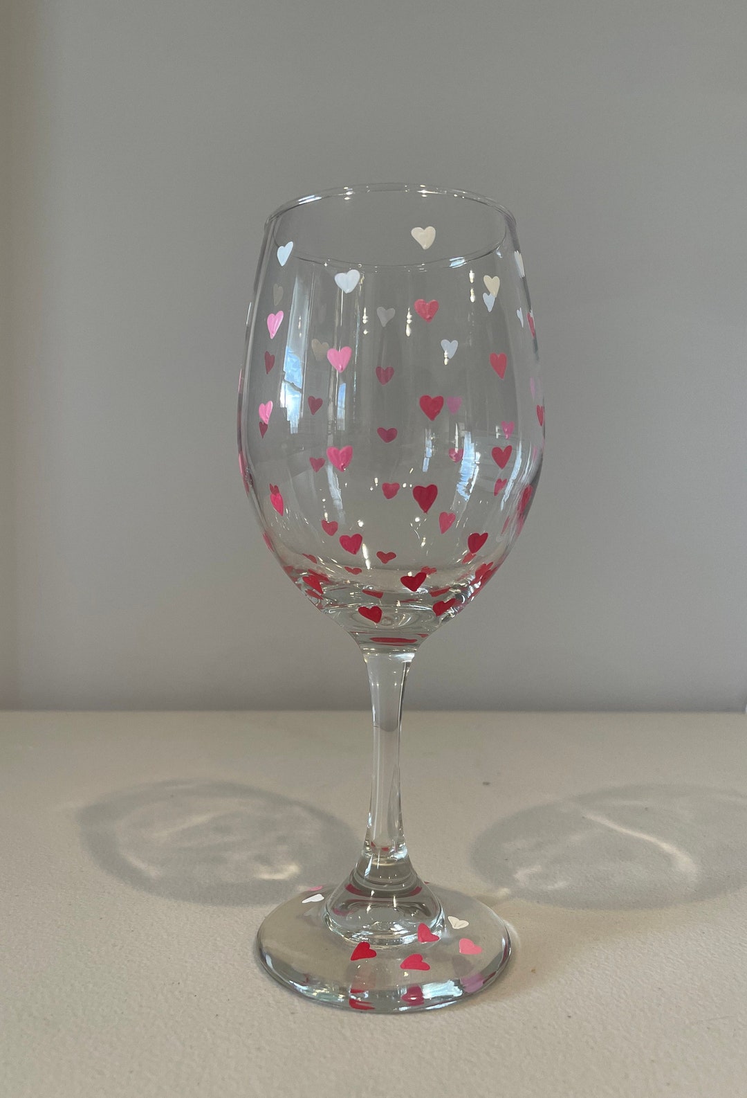 Hand-painted Hearts Wine Glass - Etsy