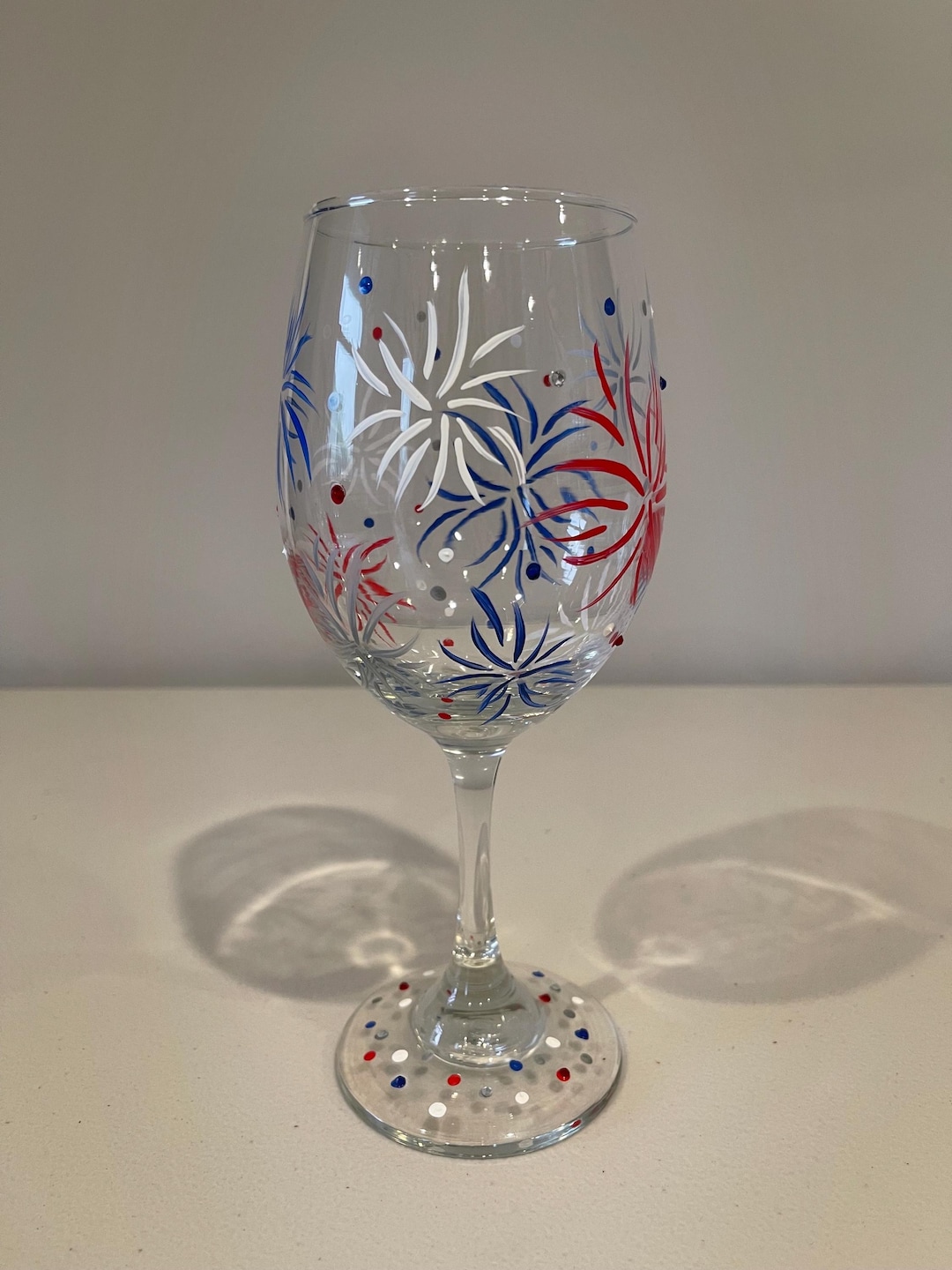 Hand-painted Fireworks Wine Glass - Etsy