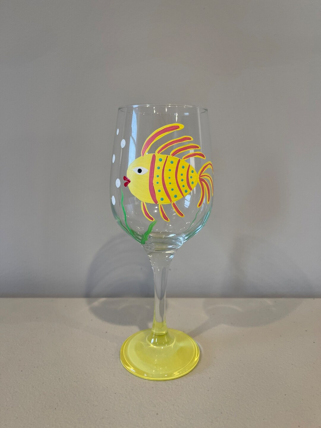 Hand-painted Fish Wine Glass - Etsy