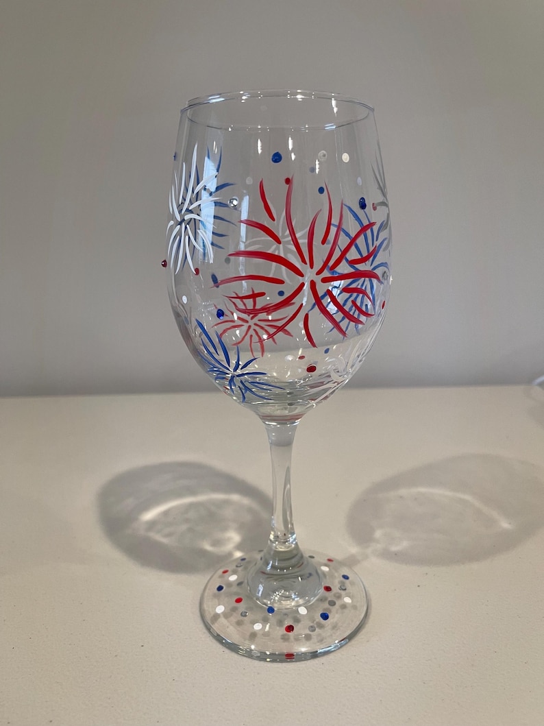 Hand-painted Fireworks Wine Glass - Etsy