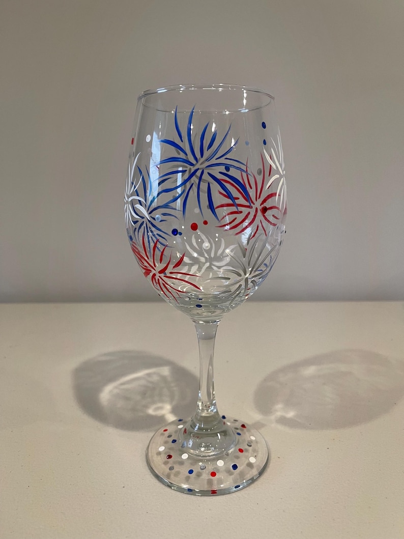 Hand-painted Fireworks Wine Glass - Etsy
