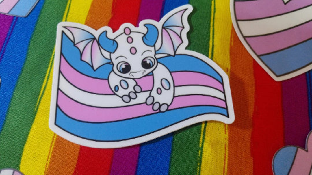 Trans Pride Dragon Sticker Lgbtqia Transexual Waterproof Etsy