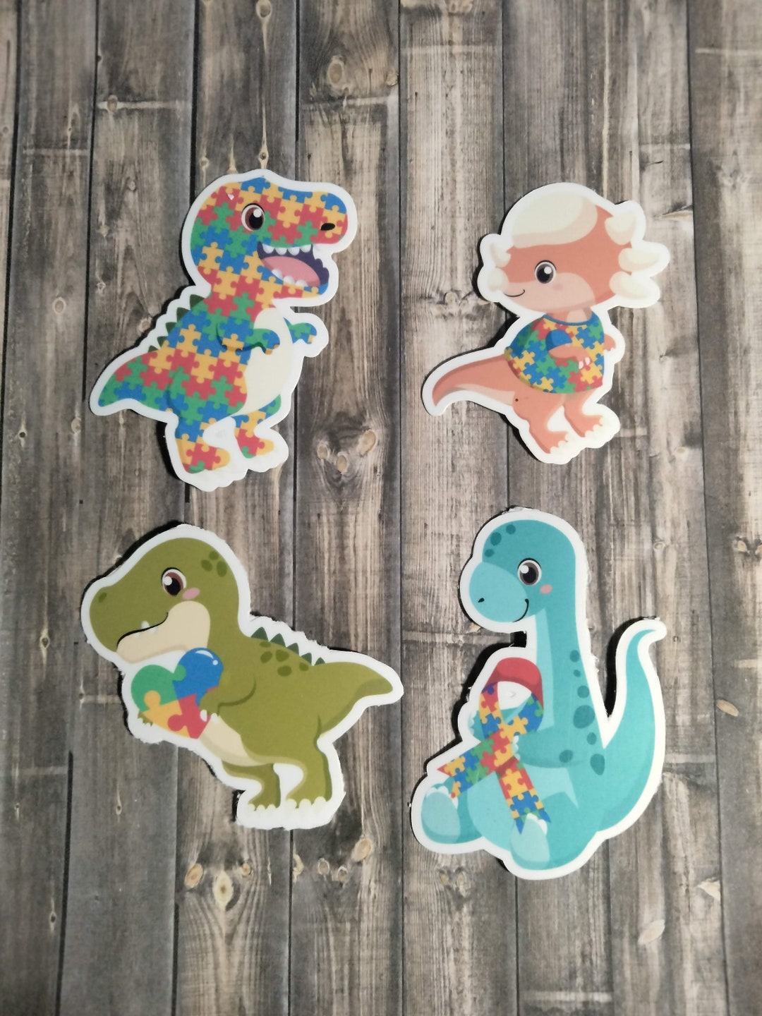 Autism Dinosaur Set of 4 Waterproof Autism Awareness - Etsy