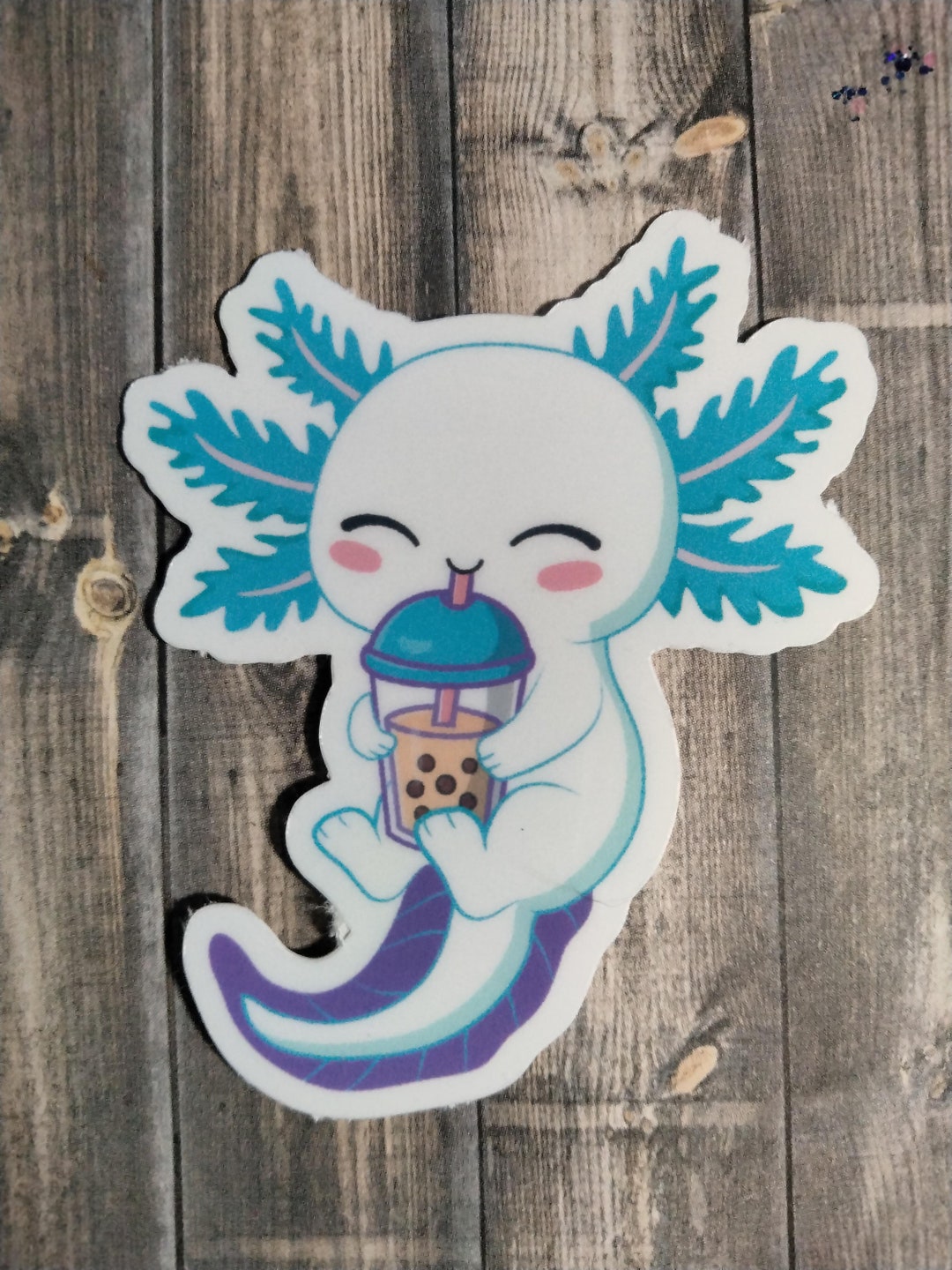 Axolotl Drinking Boba Waterproof Cute Sticker - Etsy
