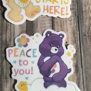 Care Bears Sticker Pack 7 Stickers Waterproof Grumpy Funshine Wish ...