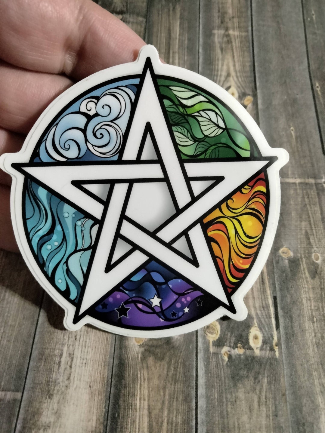 Pentagram 5 Elements Waterproof Sticker Pagan Witchy - Etsy