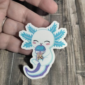 Axolotl Drinking Boba Waterproof Cute Sticker - Etsy