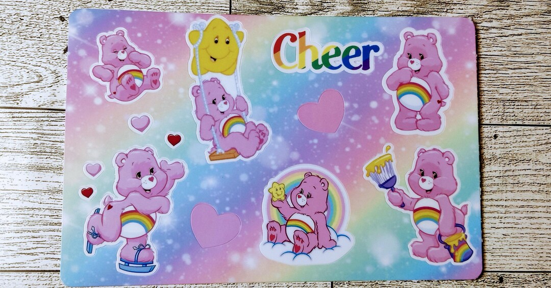 Cheer Care Bear Sticker Sheet Waterproof Pink Rainbow - Etsy