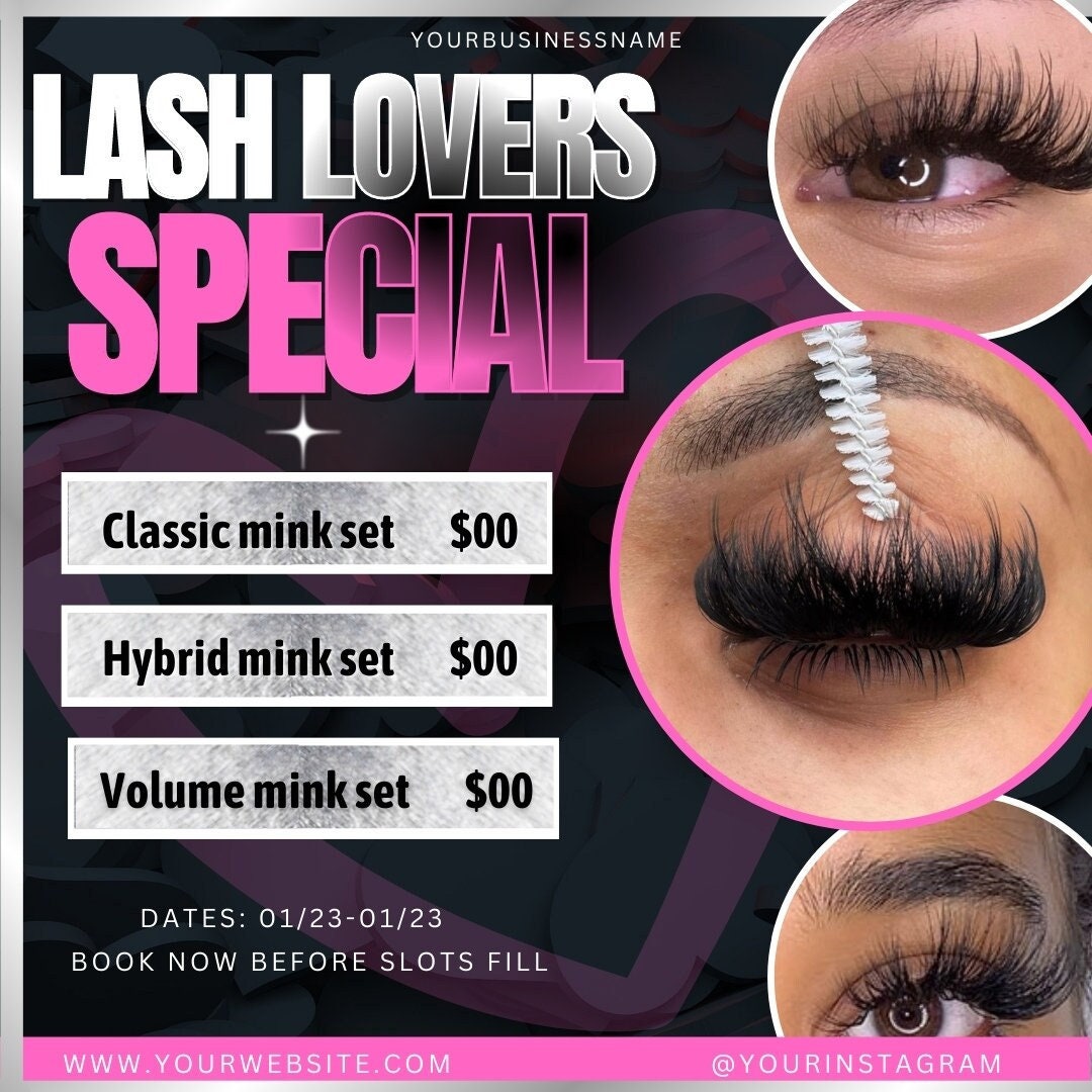 Pink Lash Lovers Special Flyer Template - Etsy