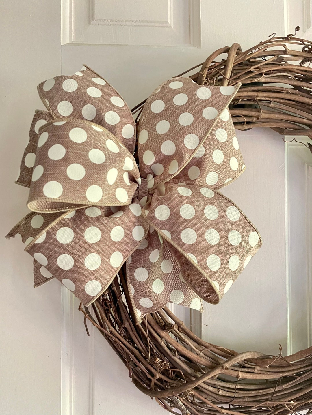 Country Cottage Bow, Beige and Cream Bow, Fall Porch Lantern Bow ...