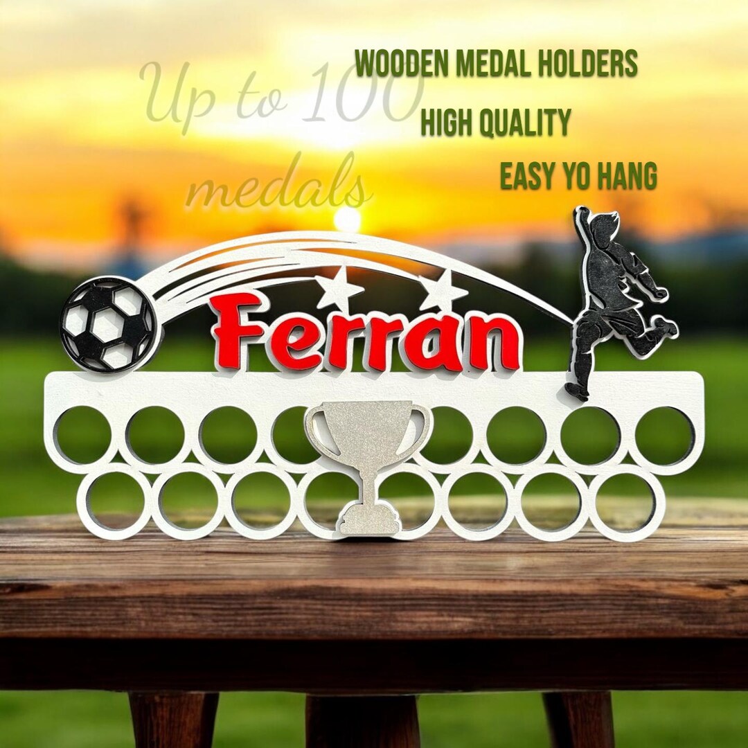 Wooden Medal Holder High Quality: Personalized Medal Stand & Name Sign Display for Your ...