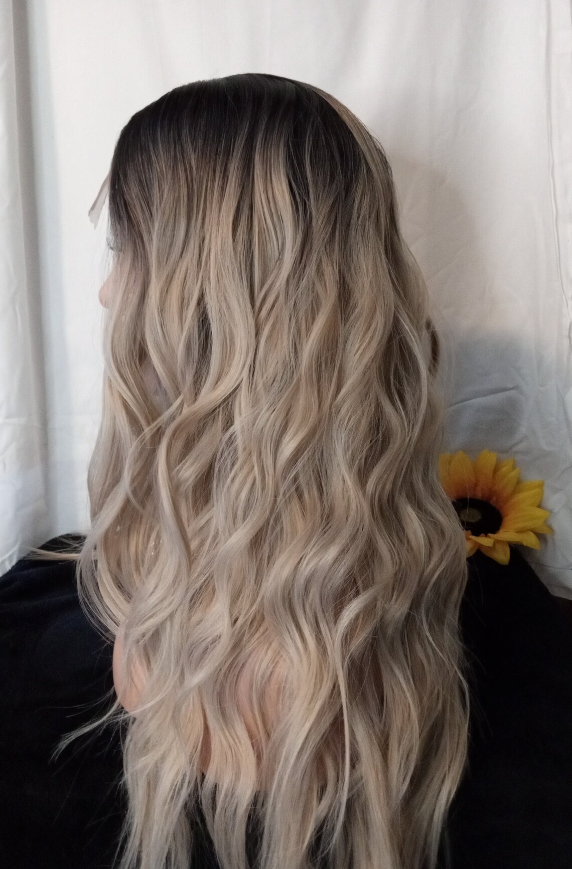 Holiday Sale Lace Front Middle Part Wig Ombre Mixed Ash Blonde Long 24 ...