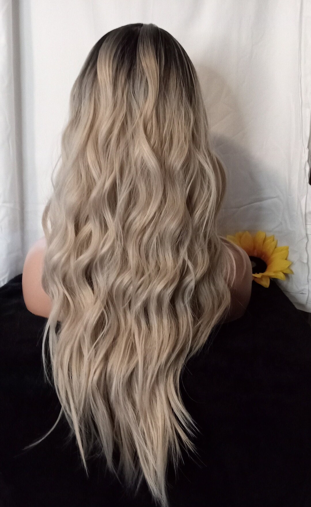Holiday Sale Lace Front Middle Part Wig Ombre Mixed Ash Blonde Long 24 ...