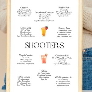 Shooters Recipes, Bar Cart Wall Art, Types of Alcohol Shots Cocktails ...