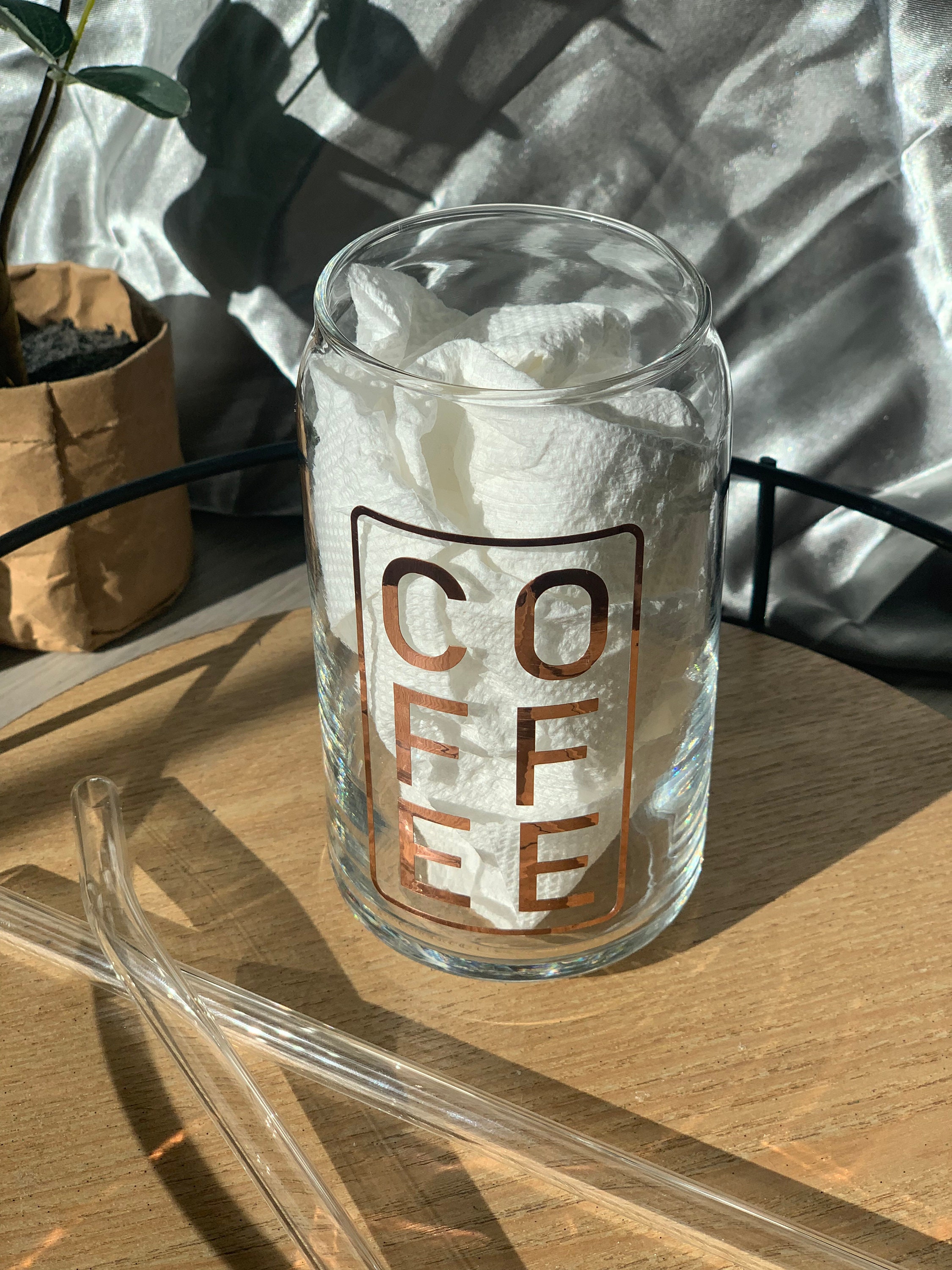 Coffee Can Glass | Custom Coffee Cup | Coffee Shop Glass | Iced Coffee ...
