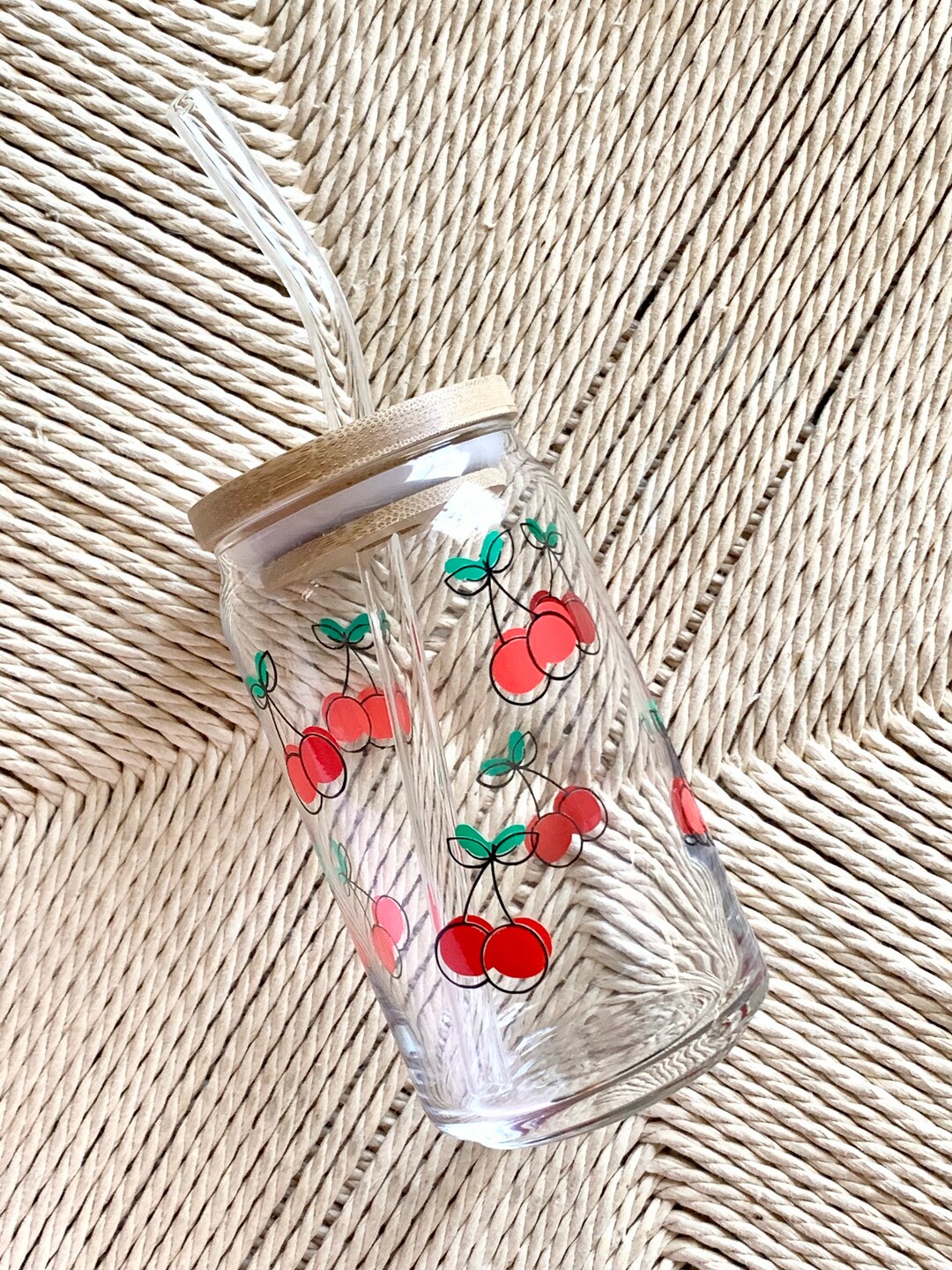 Cherry Glass Cup | Vintage Cherry Glass | Fruit Glass | Iced Coffee Cup ...