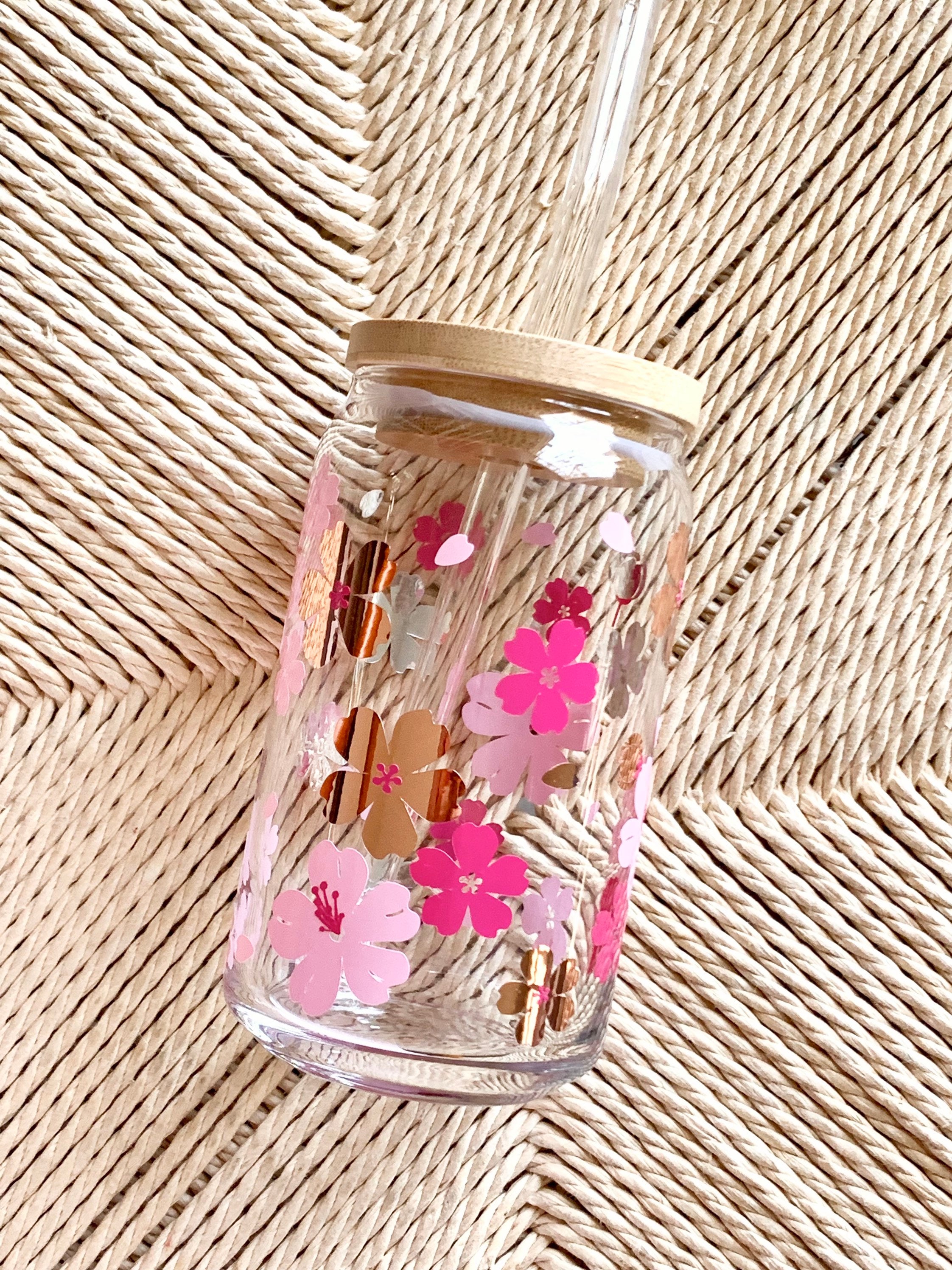 Cherry Blossom Cups | Sakura | Floral Glass | Pink Flower Glass Cups ...