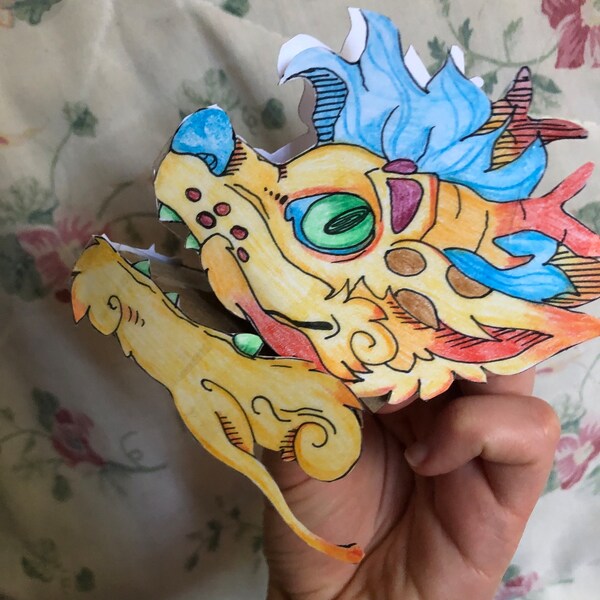 Paper Dragon Puppet Tiktok - Etsy