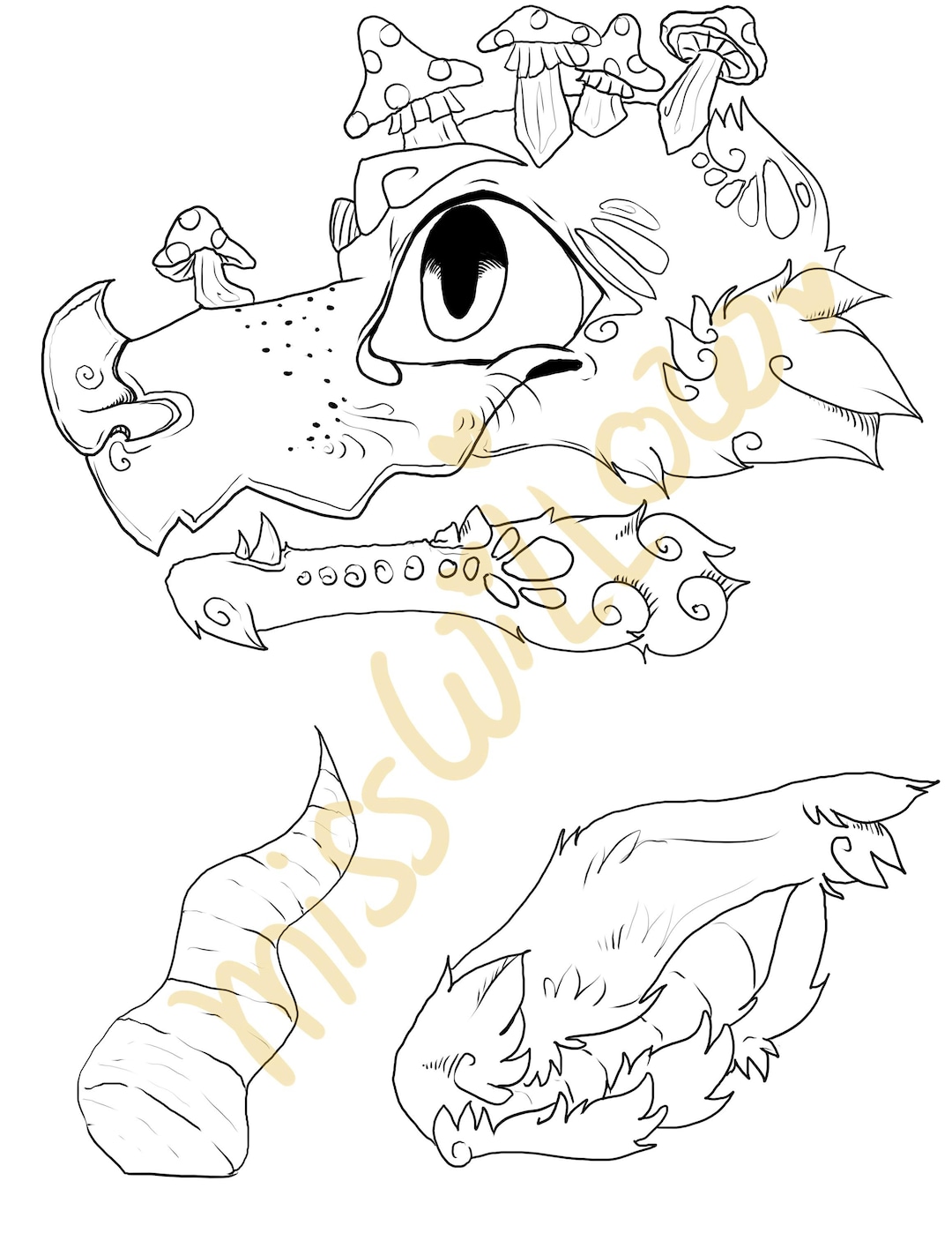 Customizable Color Your Own Printable Paper Dragon Puppet Template Base ...