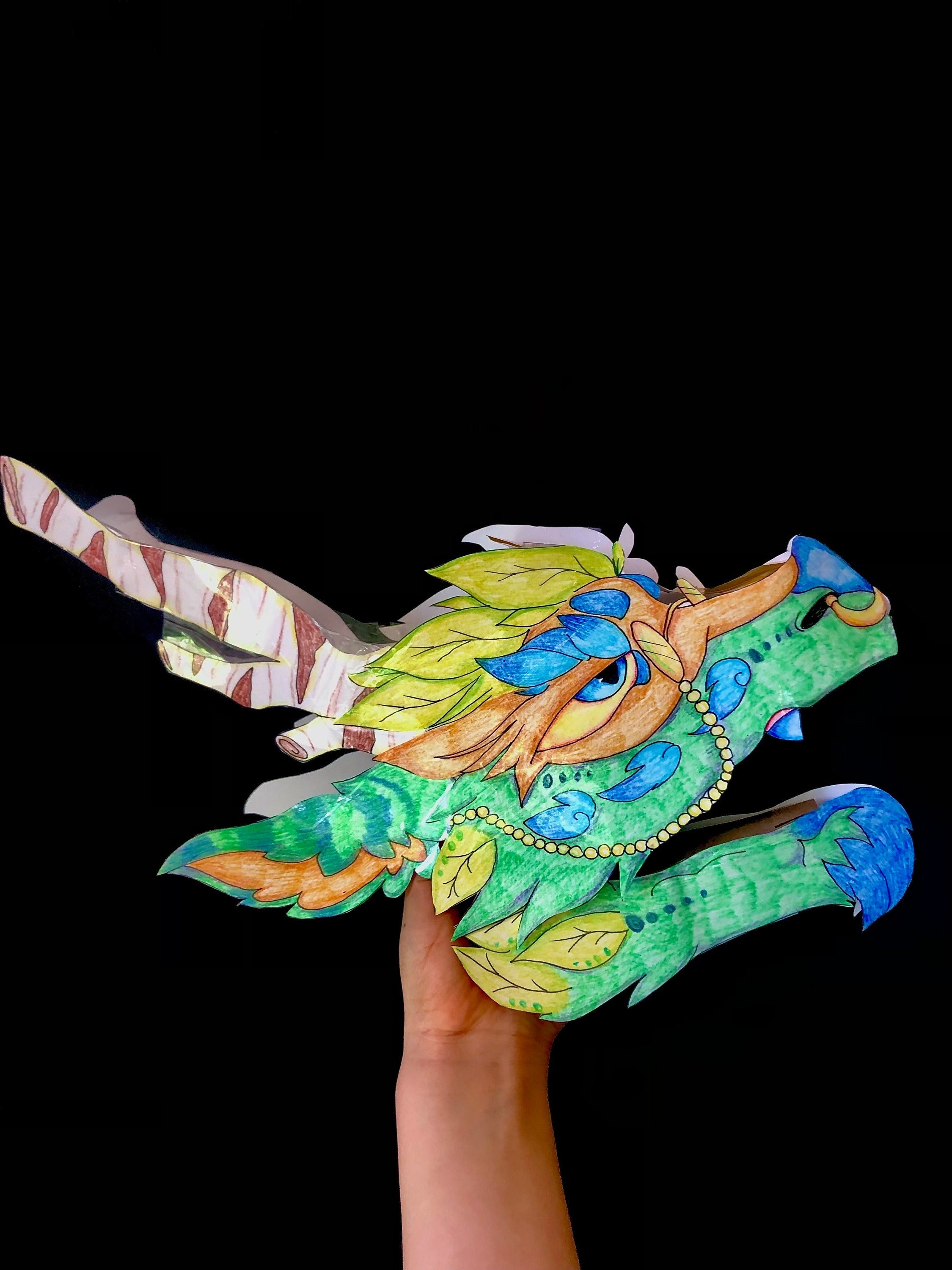 Premade Paper Dragon Puppet Base Drawing Woodland Birch Tree - Etsy