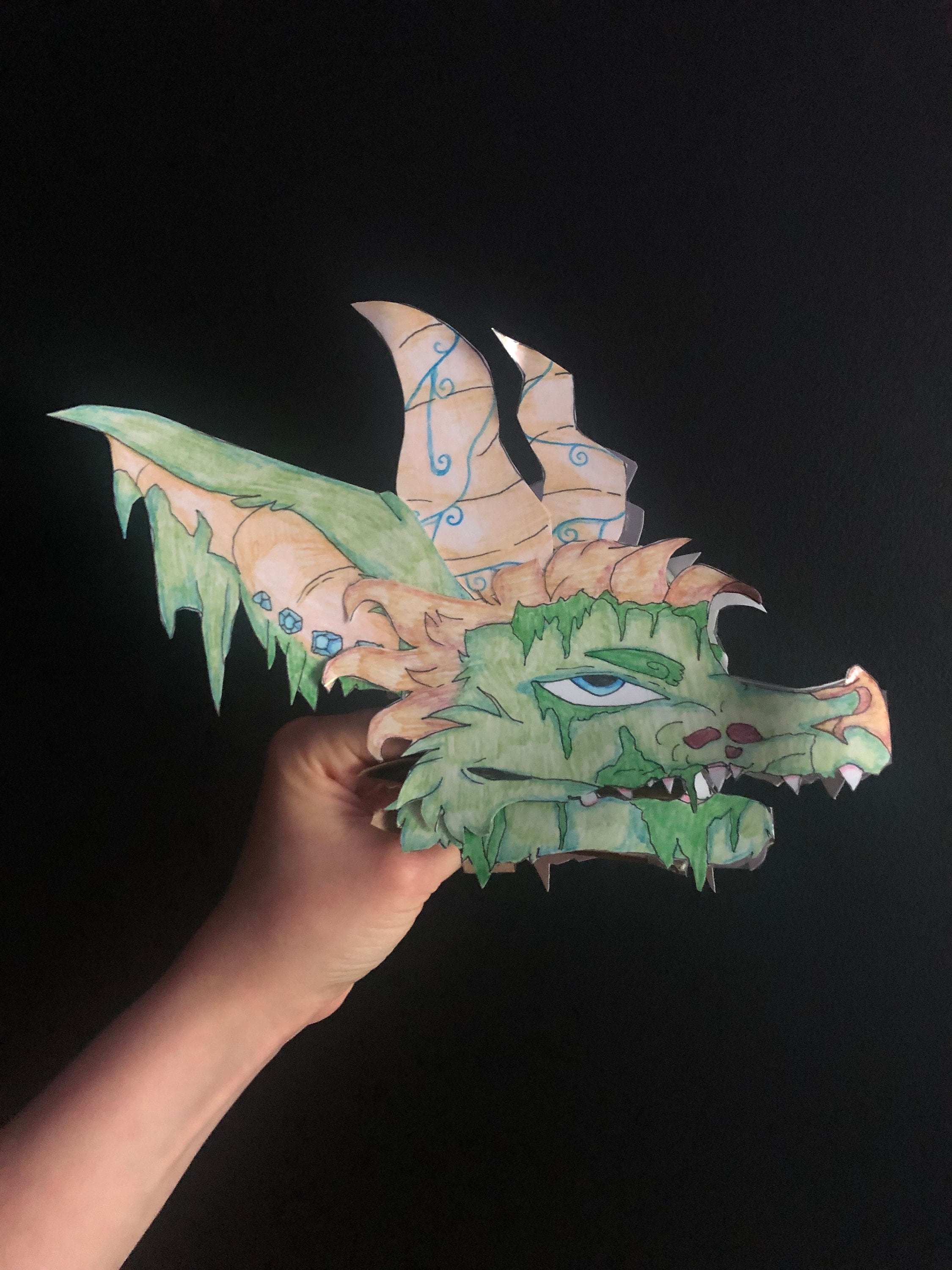 Spanish Moss Paper Dragon Hand Puppet Handmade Art Folkdoll - Etsy