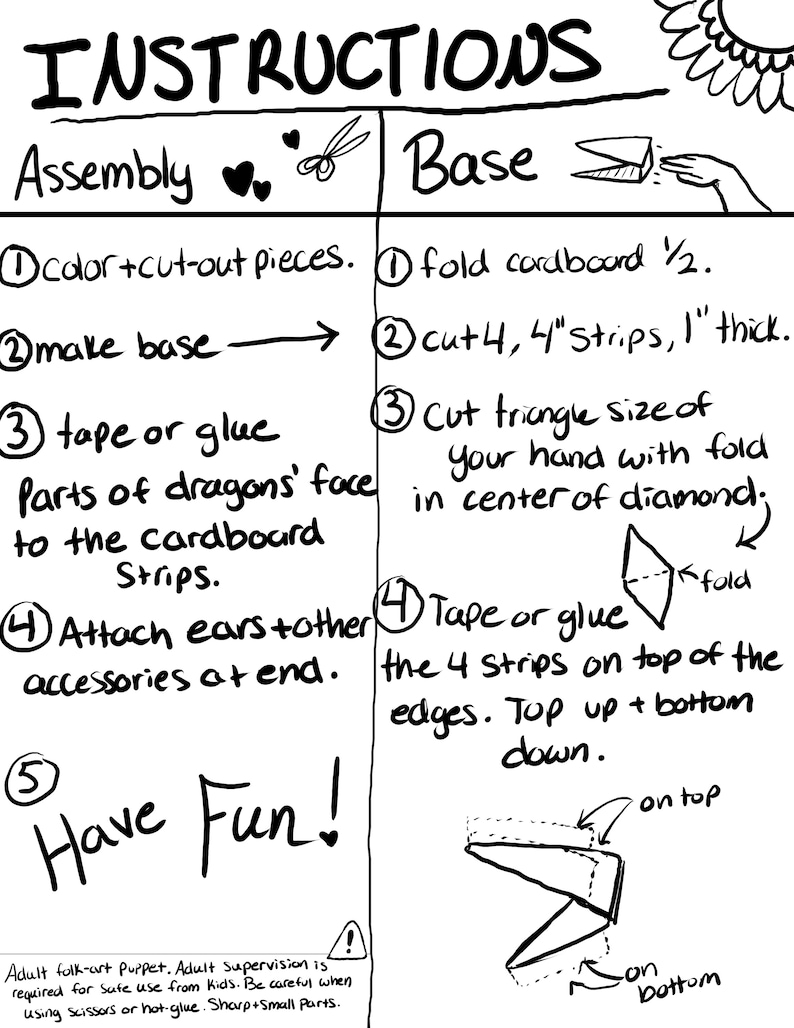 Printable Paper Dragon Puppet Template Base Pattern - Etsy UK
