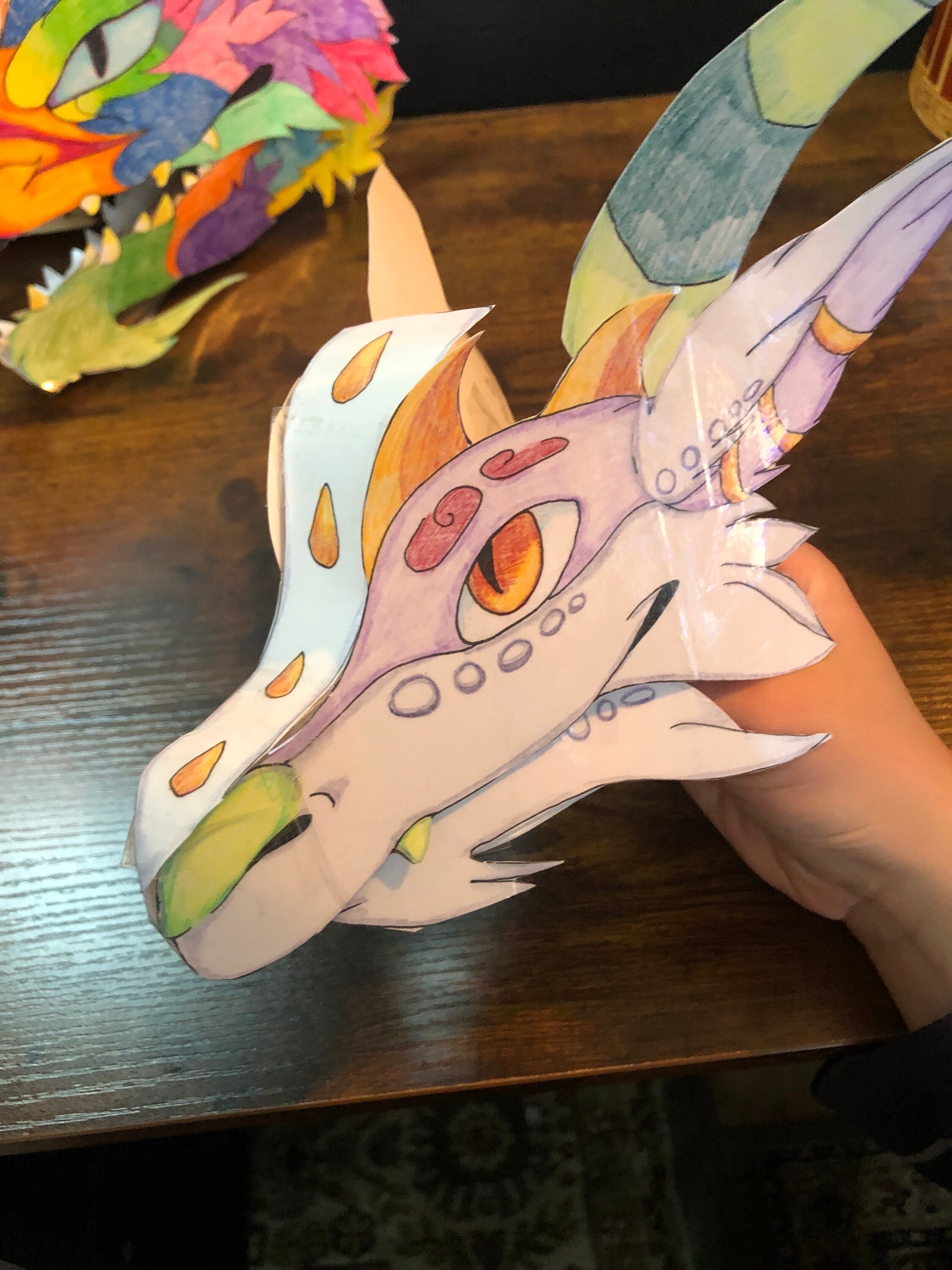 Premade Paper Dragon Puppet Base Drawing Purple Lavender - Etsy