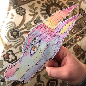 Rainbow Dragon Finger Puppet Paper Dragons Play Folk Art Doll - Etsy